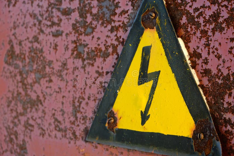 Old, Rusty Warning about Danger and High Voltage in Form Lightning ...