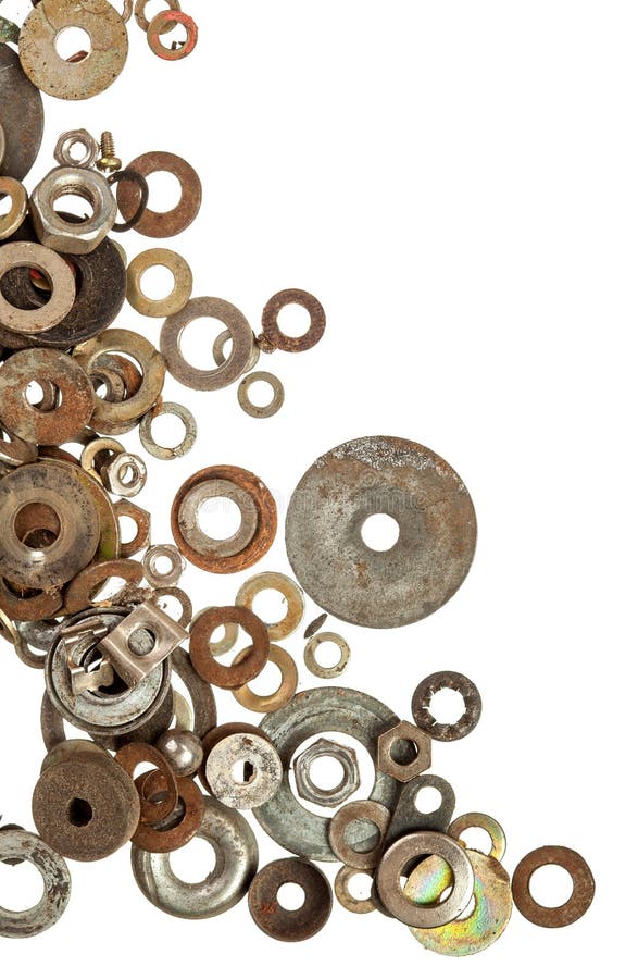 Old Rusty Washers Over White Background Stock Photo - Image of used ...