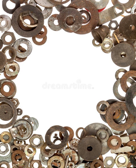 Old Rusty Washers Over White Background Stock Image - Image of grunge ...