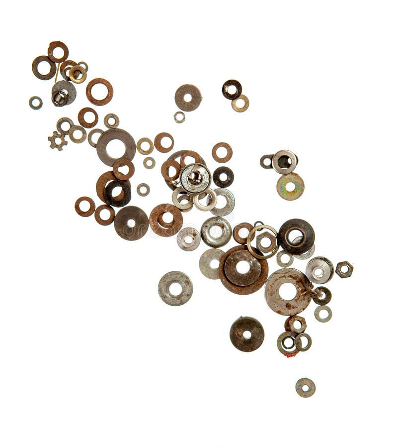 Old Rusty Washers Over White Background Stock Photo - Image of used ...