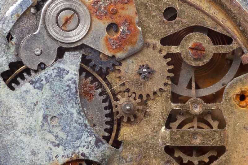 Clockwork Cogs - Old Brass Clock Parts Stock Image - Image of gear ...
