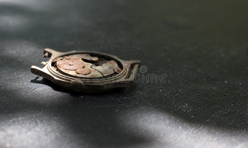 Old Rusty Watches Clockwork on Black Stock Image - Image of time, watch ...