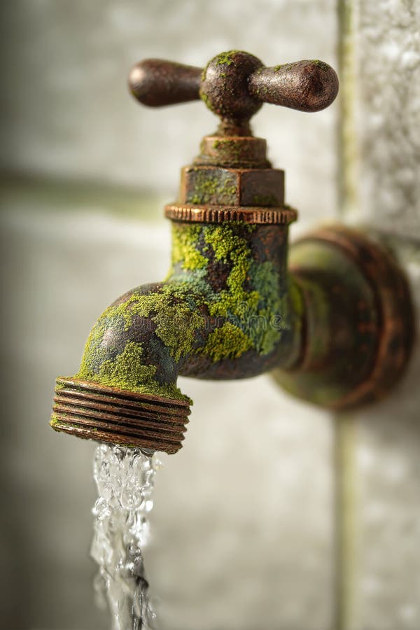 Old Rusty Water Filter Head Showing Algae Growth in a Bathroom with ...