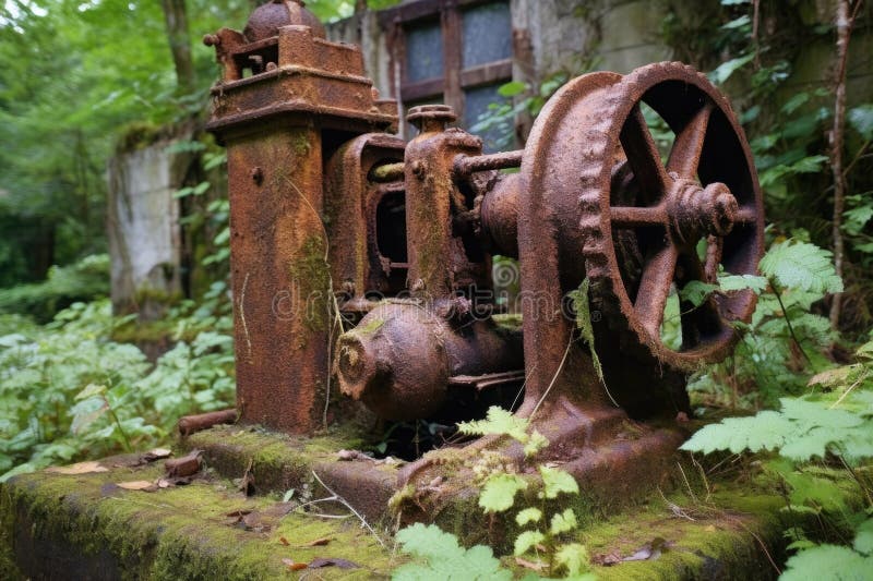 Old, Rusty Water Pump with Handle in Garden Stock Illustration ...