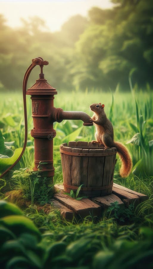 Old and rusty water pump stock illustration. Illustration of flow ...