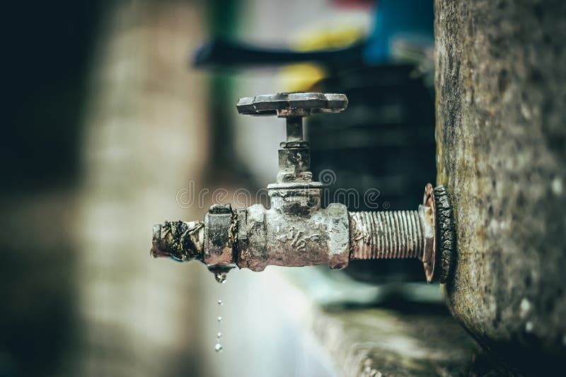 Old Rusty Water Tap with a Drip of Water Stock Image - Image of source ...