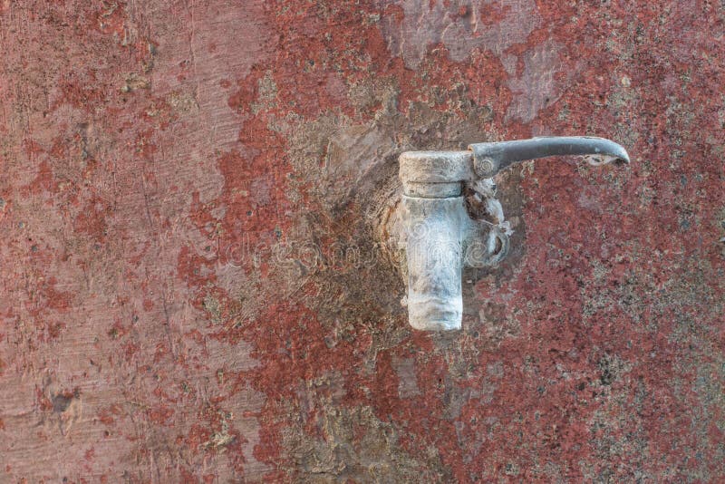 Old Rusty Water Tap on the Red Old Wall Stock Photo - Image of vintage ...