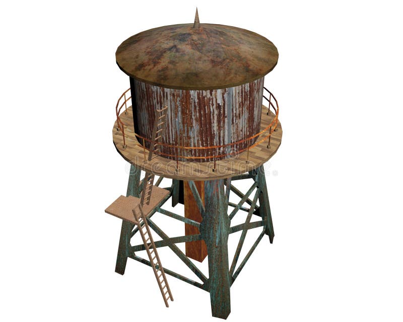 The old rusty water tower stock illustration. Illustration of high ...