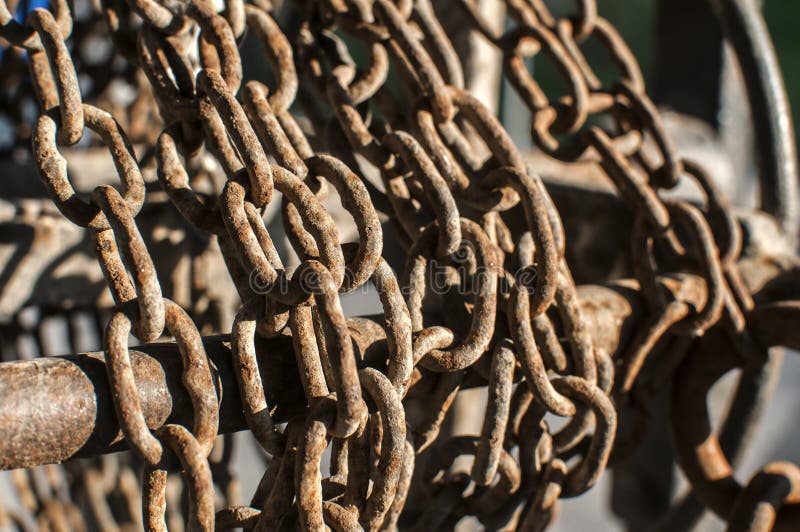 Old rusty iron chains stock photo. Image of weathered - 144829234