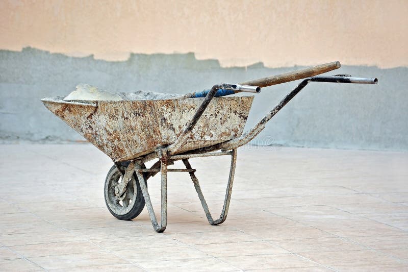 Old Wheel Barrow on Construction Stock Image - Image of wheel, tool ...