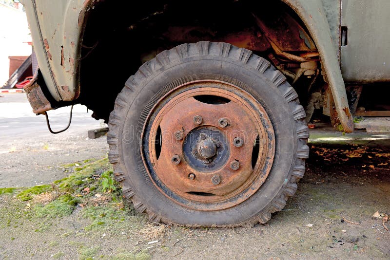 Old rusty wheel of a truck stock image. Image of spare - 208250847