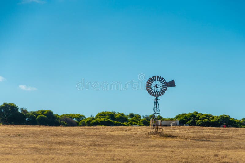 Old Rusty Windmill on Dry Farmland Western Australia Stock Photo ...