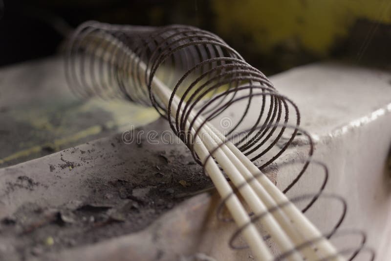 Old Rusty Wire and Spring Around Cable Stock Image - Image of metallic ...