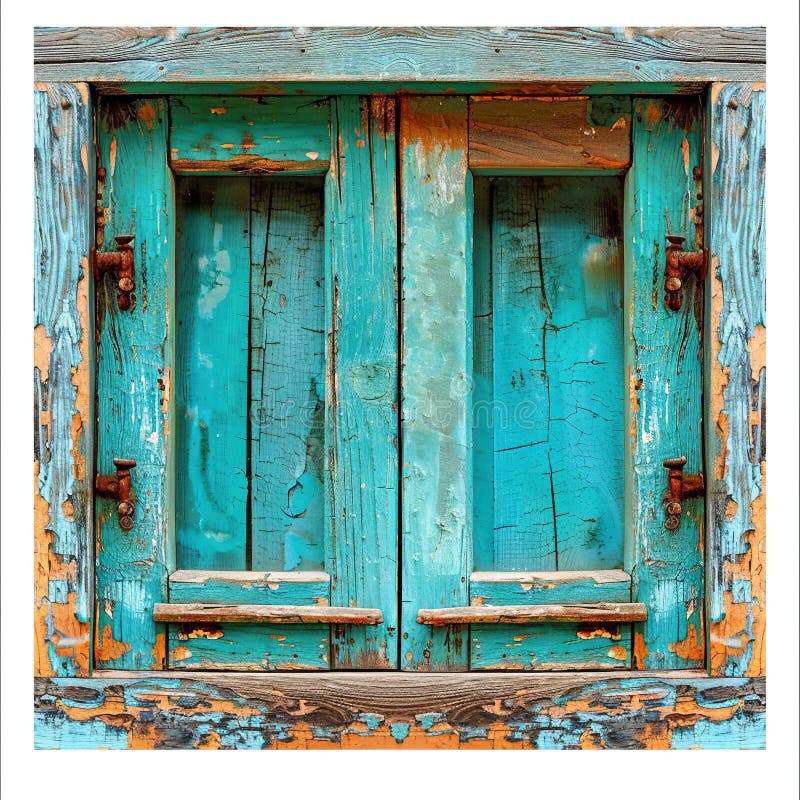 Old Rusty Wooden Colorful Window Frame Isolated on White Background. Ai ...