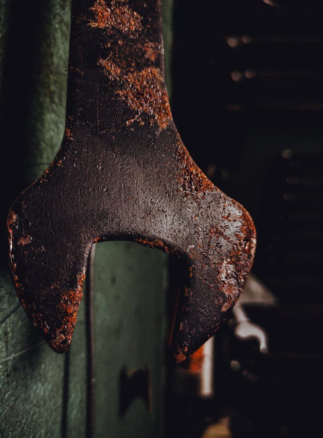 Old Rusty Wrench Spanner Tool, Close Up. Stock Image - Image of ...