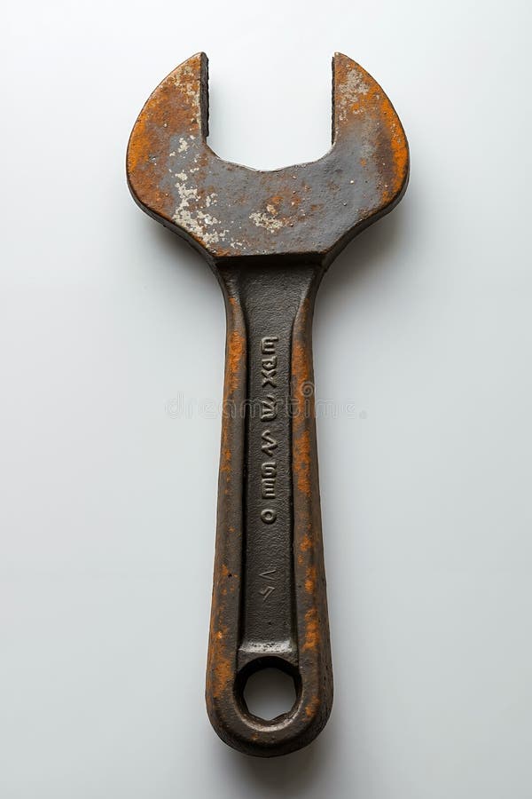 An Old Rusty Wrench on a White Surface Stock Image - Image of rusted ...