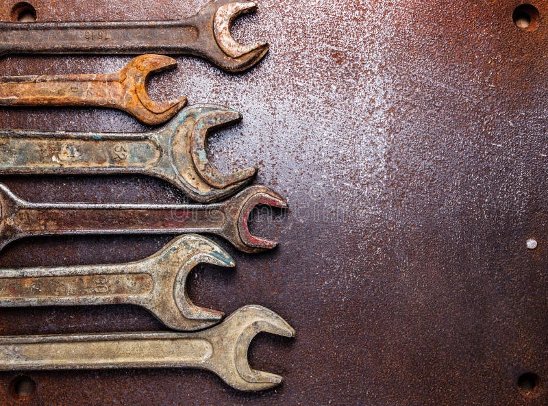 Old rusty wrenches stock photo. Image of metal, handyman - 61015358
