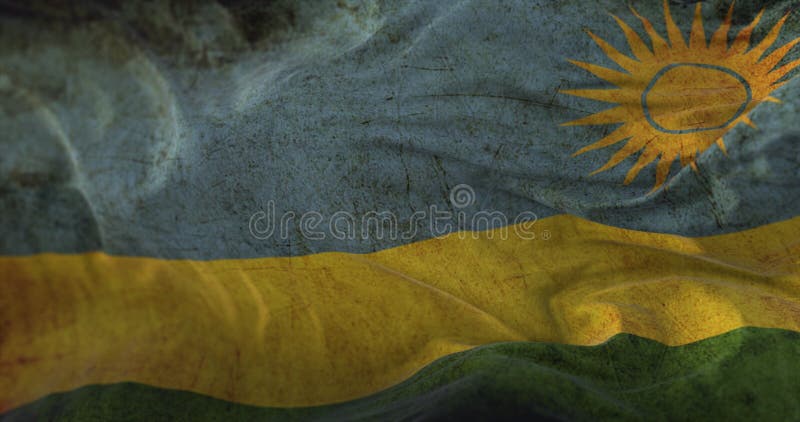 Old Rwanda Flag Waving at Wind Stock Illustration - Illustration of ...