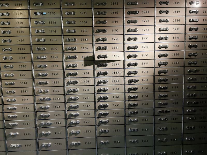 Old Safe Deposit Boxes in the Bank Stock Photo - Image of service ...