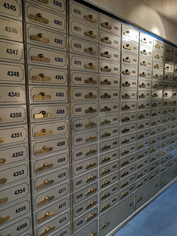 Old Safe Deposit Boxes in the Bank Stock Photo - Image of service ...