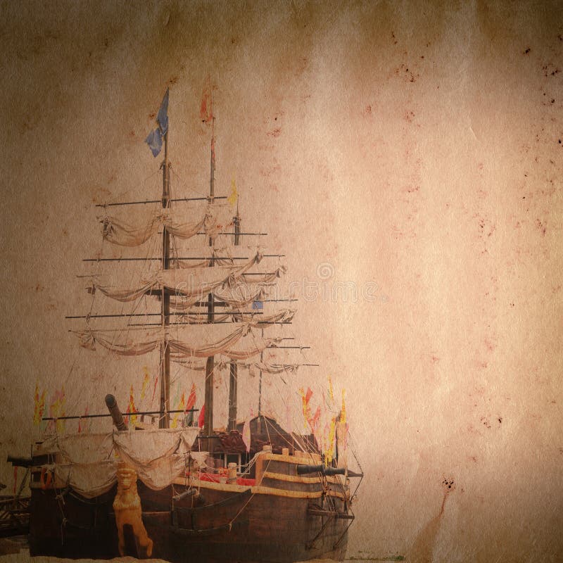 Old Sail Ship Grunge Paper Texture Stock Photo - Image of blank, luxury ...