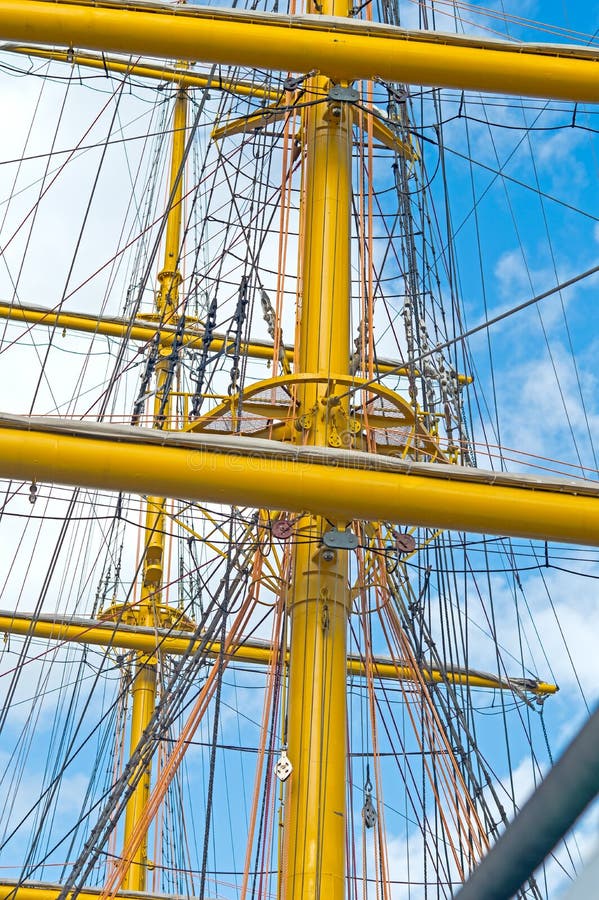 Old sailing boat rigging stock image. Image of fiber - 96339545