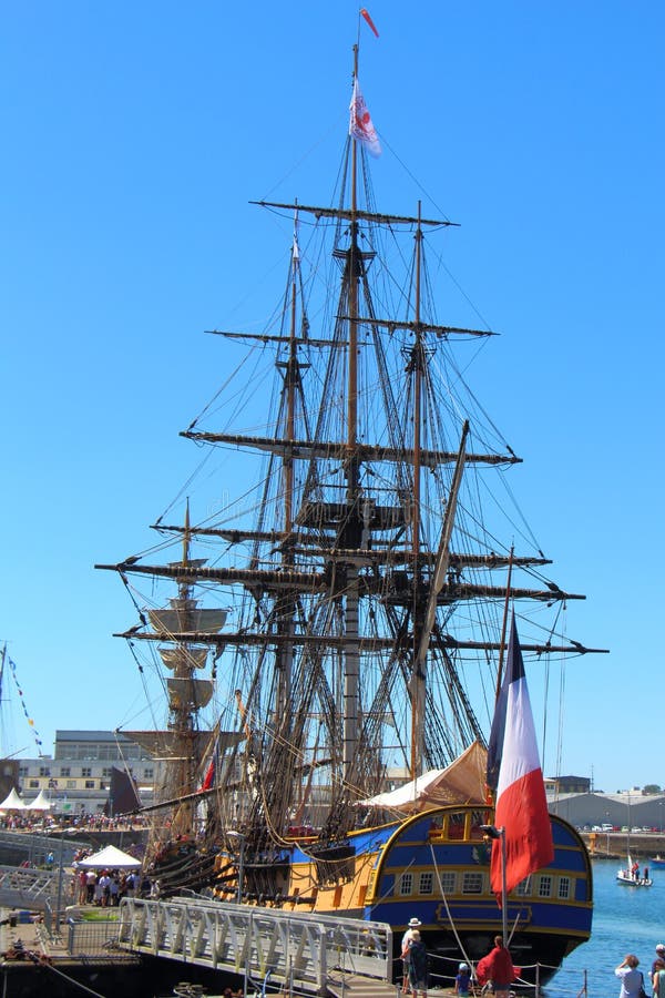 Old Sailing Ship Alongside the Quay Editorial Photography - Image of ...