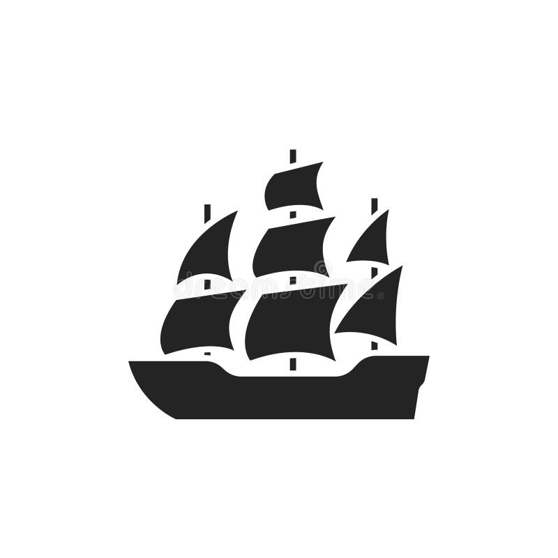 Old Sailing Ship Icon. Classic Sea Transport Symbol Stock Illustration ...