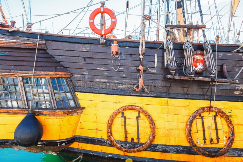 Old Sailing Ship Mast Yacht Editorial Photography - Image of cargo ...