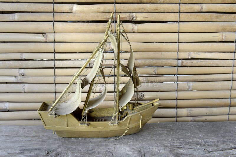 Old Sailing Ship Model on an Old Wooden Table Stock Photo - Image of ...