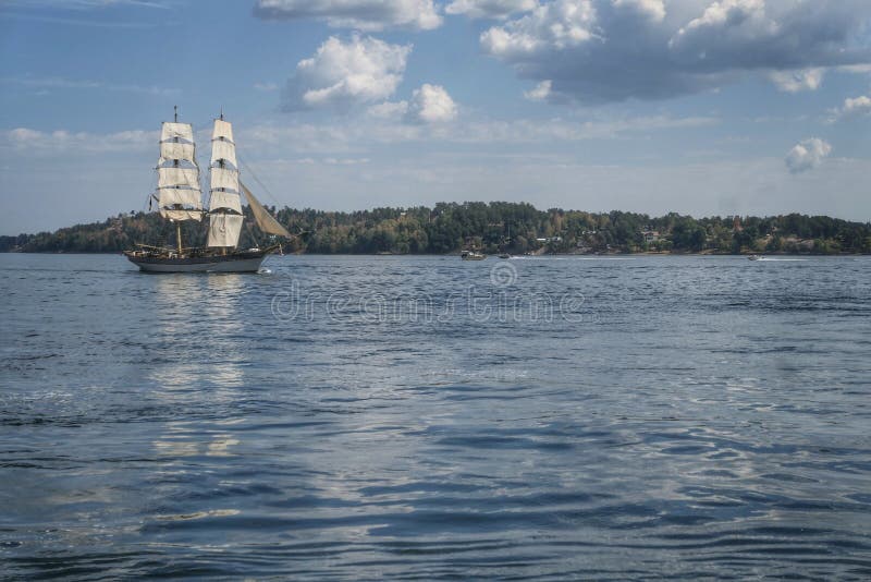 Old sailing ship at sea stock image. Image of vehicle - 256498587