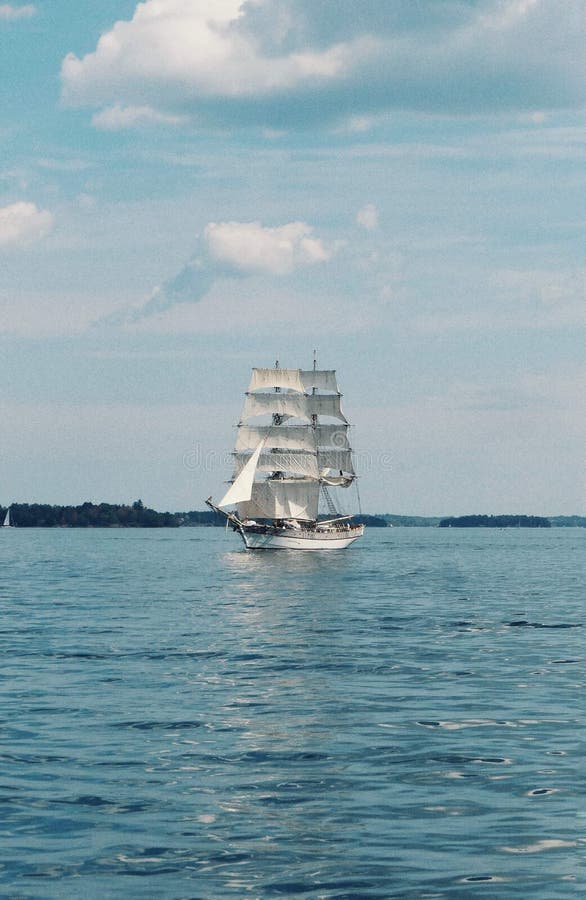 Old sailing ship at sea stock image. Image of mast, ship - 256498593