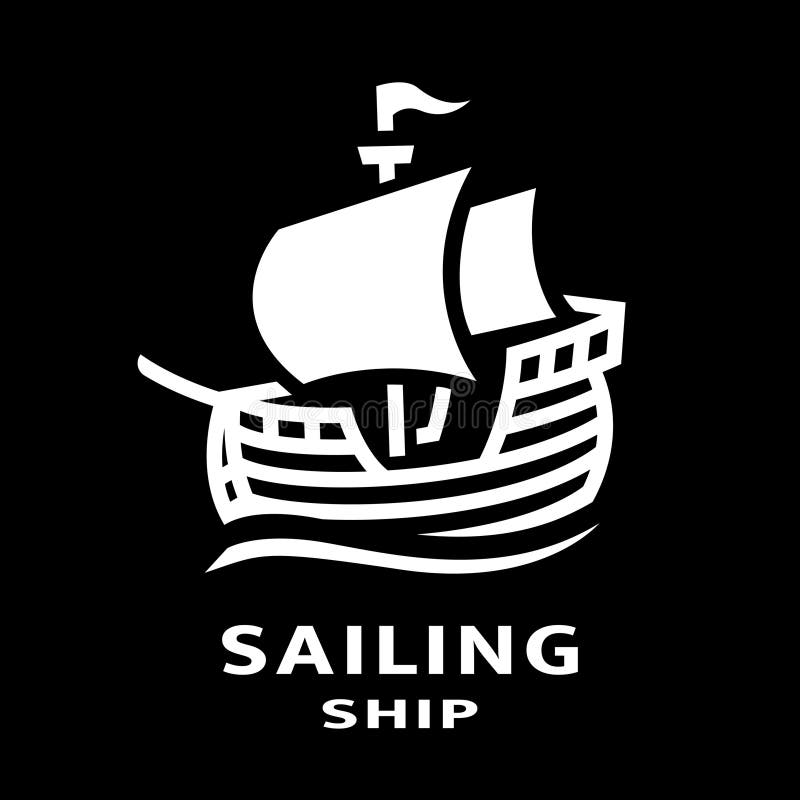Old Sailing Shipon a Dark Background. Stock Illustration - Illustration ...