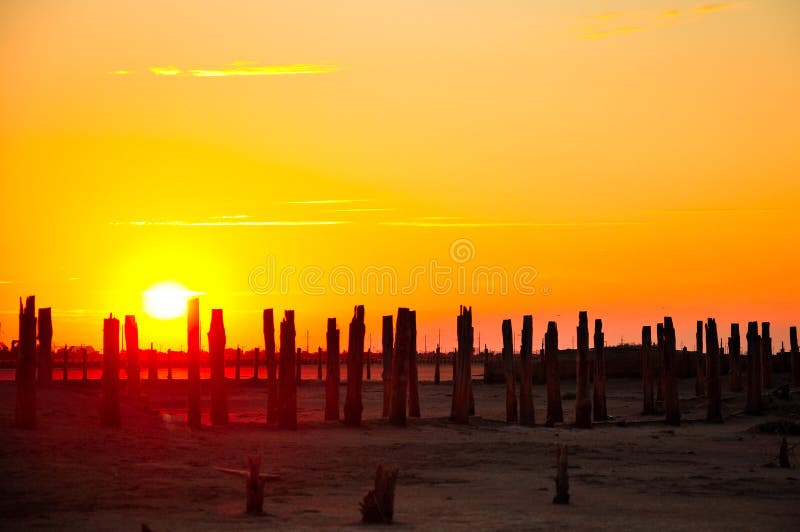 Old salt marsh and sunset stock image. Image of marsh - 52100443
