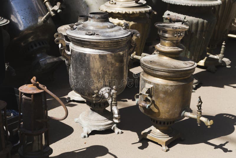 Old Samovars Retro Style Gray Stock Photo - Image of design, souvenir ...