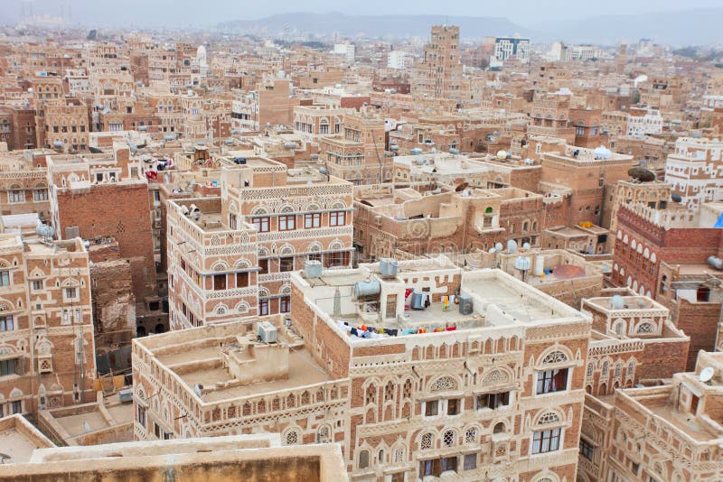 Old Sanaa buildings stock image. Image of islamic, town - 14585985