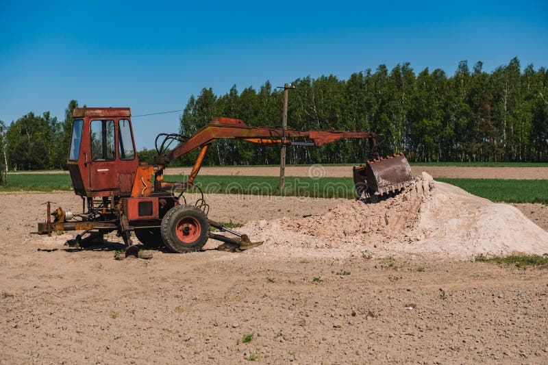 Old Sand Loading Machine Stands Abandoned Next To Its Pile Stock Image ...