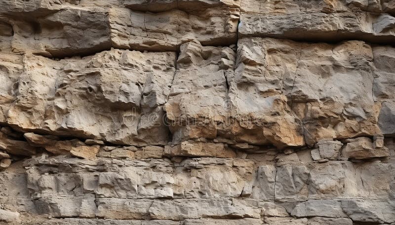 Old Sandstone Wall, Rough and Weathered, Built with Solid Toughness ...