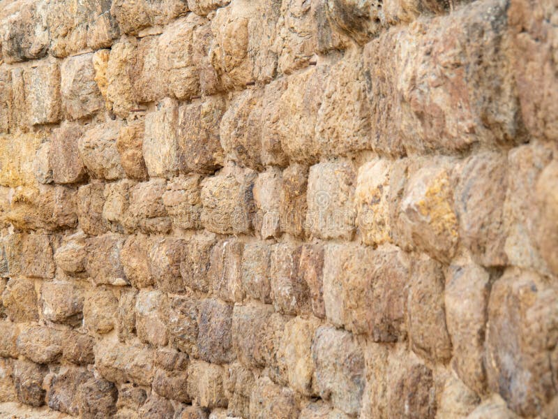 An Old Sandy Stonewall, Close Up View. Structure of Stonewall, Abstract ...