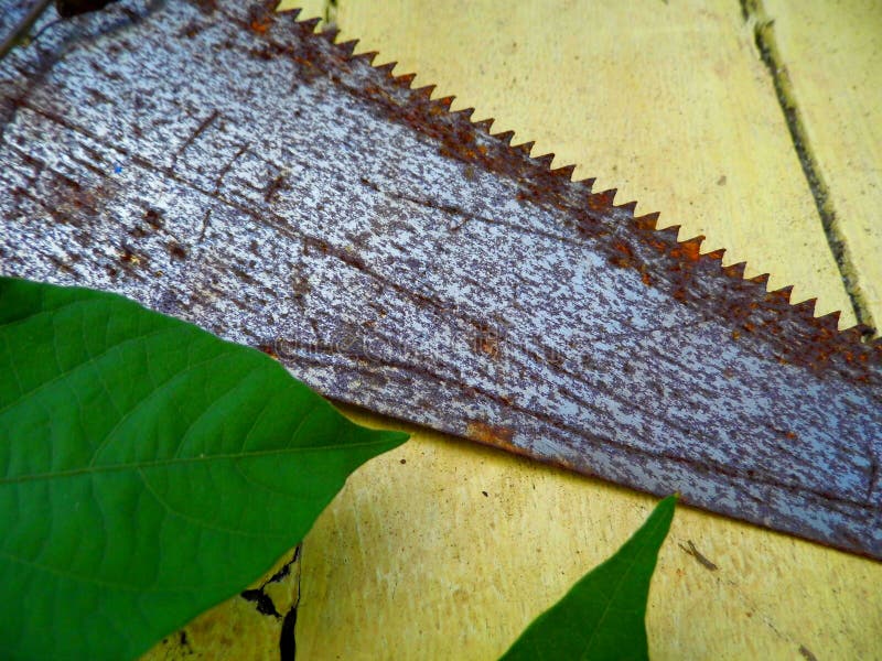 Old saw blade on table stock image. Image of green, steel - 49639267