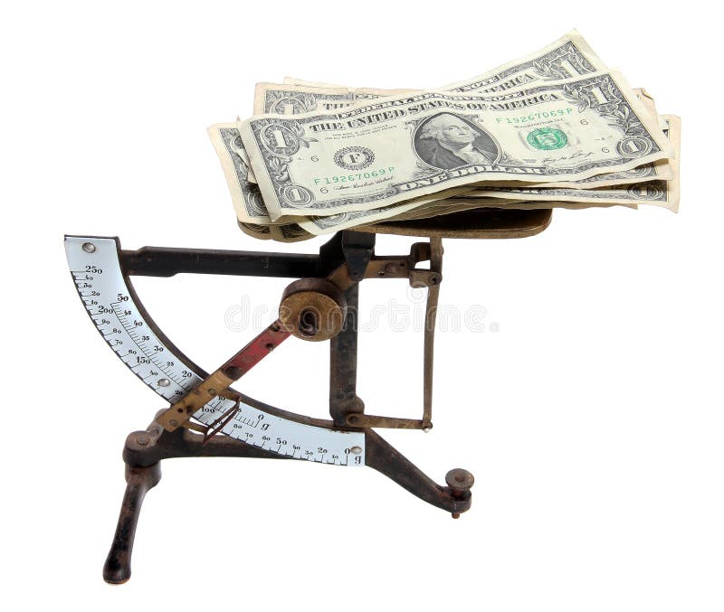 Old Scale with Dollar Notes Stock Photo - Image of balance, envelope ...