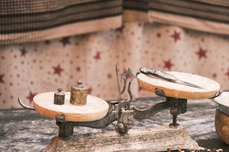 Old Scale with Elements of an Old Bakery Stock Image - Image of product ...