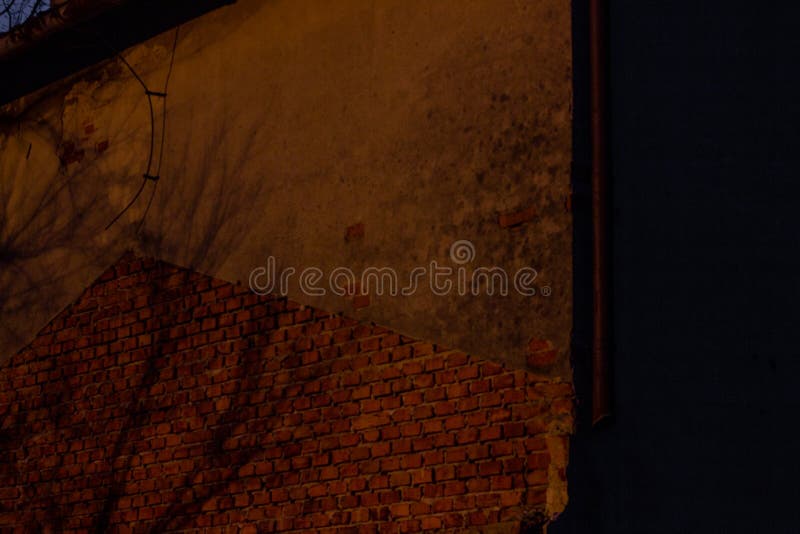 Old Scary Brick Cattle House Shrouded in Darkness and Shadows Stock ...