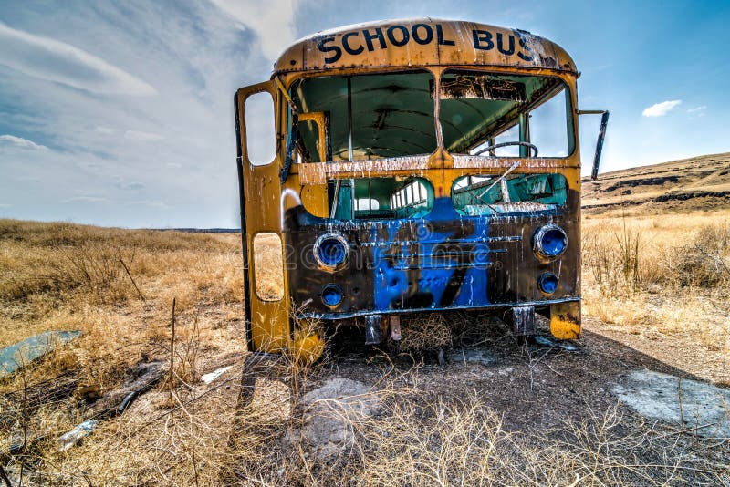 Old School Bus stock image. Image of nature, forest - 205219733