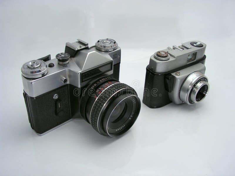 Old school cameras stock image. Image of technical, focal - 1301361