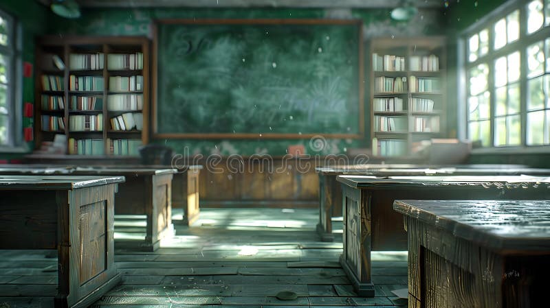 Old School Classroom Illustration Stock Illustration - Illustration of ...