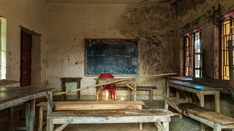 Old School Classroom in Village Stock Image - Image of decoration ...