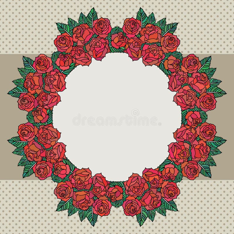 Old School Frame with Roses and Birds. Vector Illustration. Stock ...