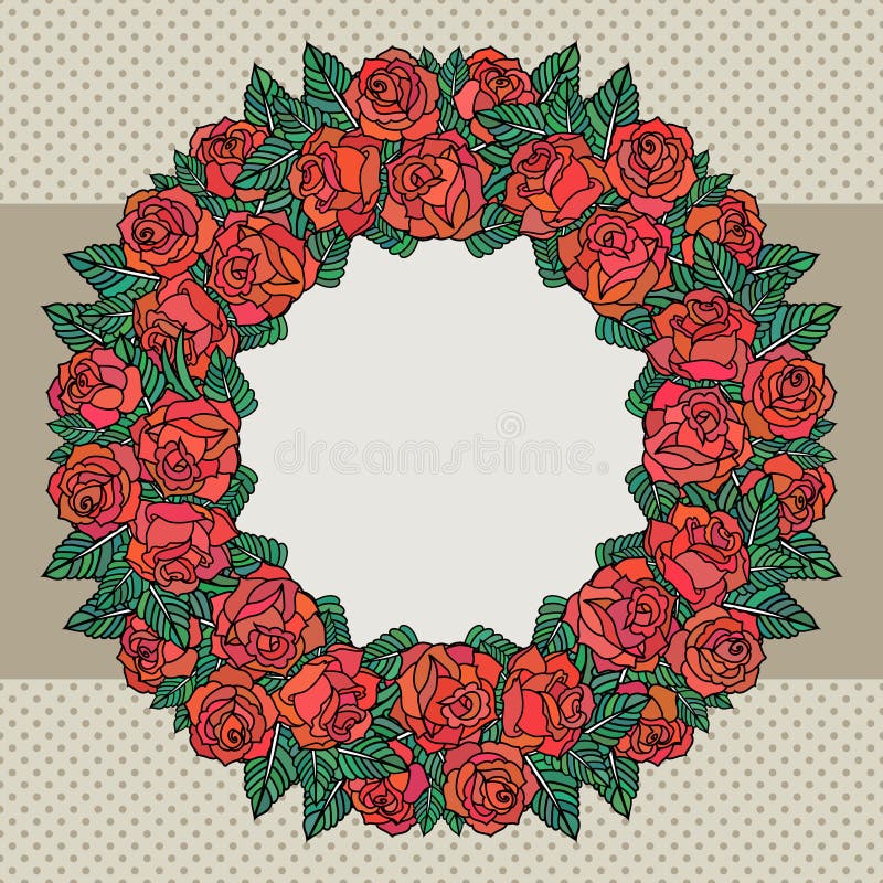 Old School Frame with Roses and Birds. Vector Illustration Stock Vector ...