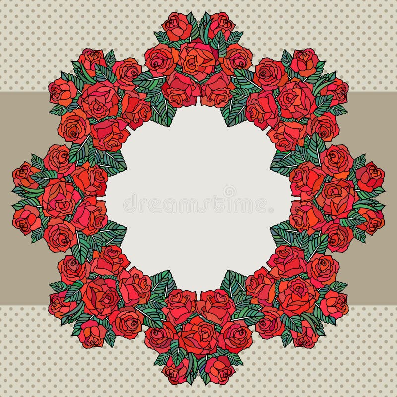 Old School Frame with Roses and Birds. Vector Illustration. Stock ...
